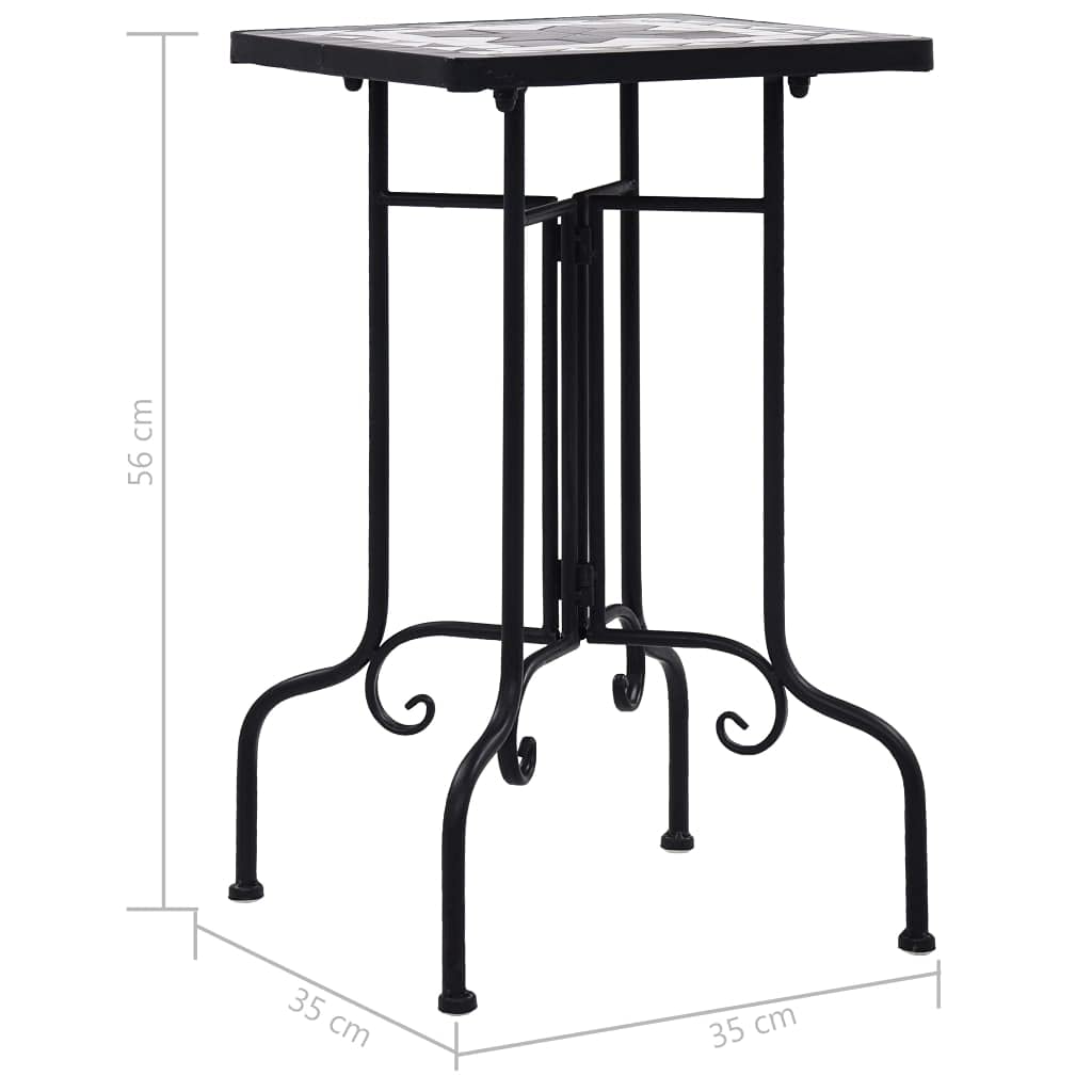 NusGear Mosaic Side Table, 13.8" Square Dining Table with Tile Top Plant Stand, Patio Decorative Table Indoor Outdoor Coffee Table, Suitable for Patio Porch Balcony, Black