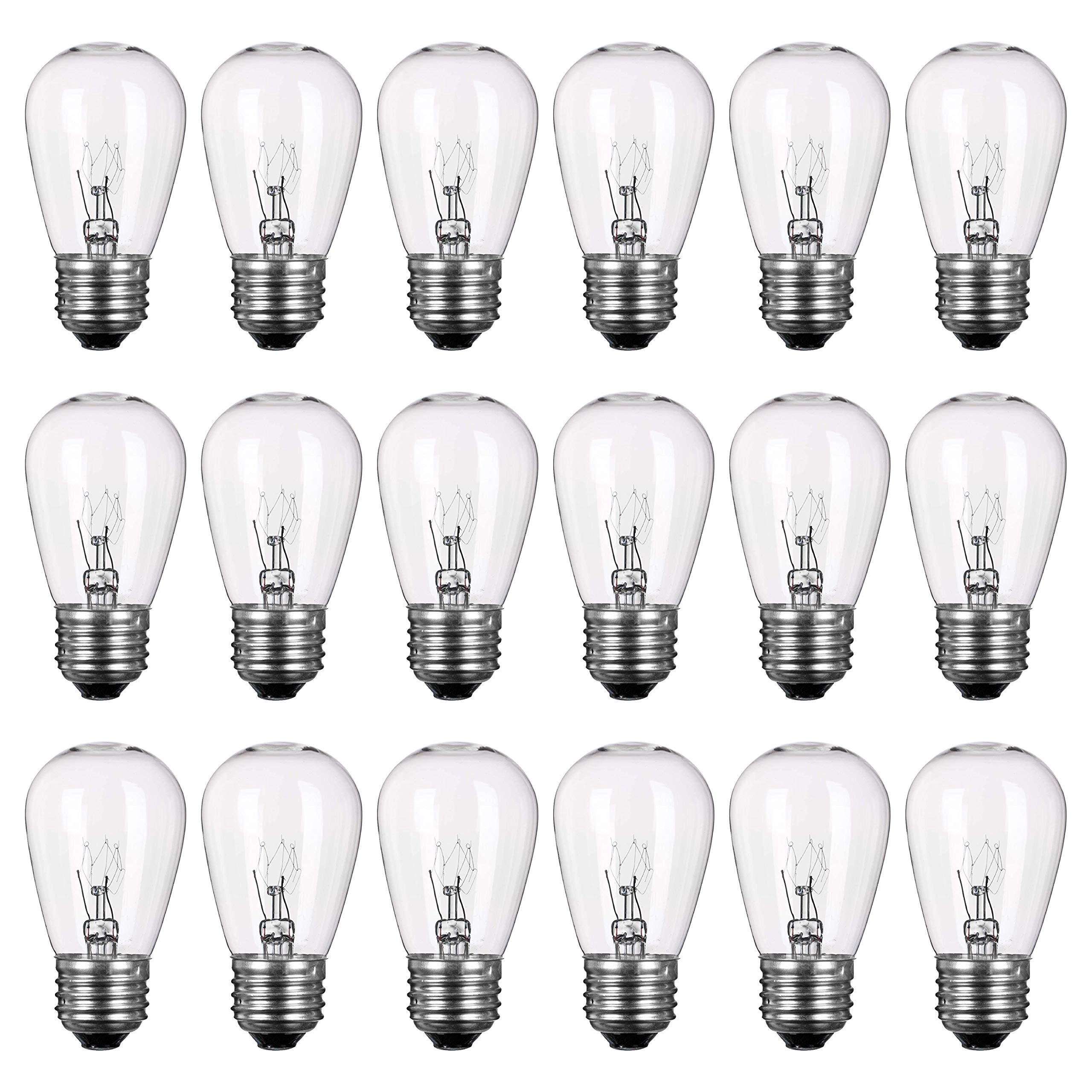 Newhouse Lighting S14INC18 Outdoor Weatherproof S14 Replacement String Light Bulbs, Standard Base, Pack of 18, Clear