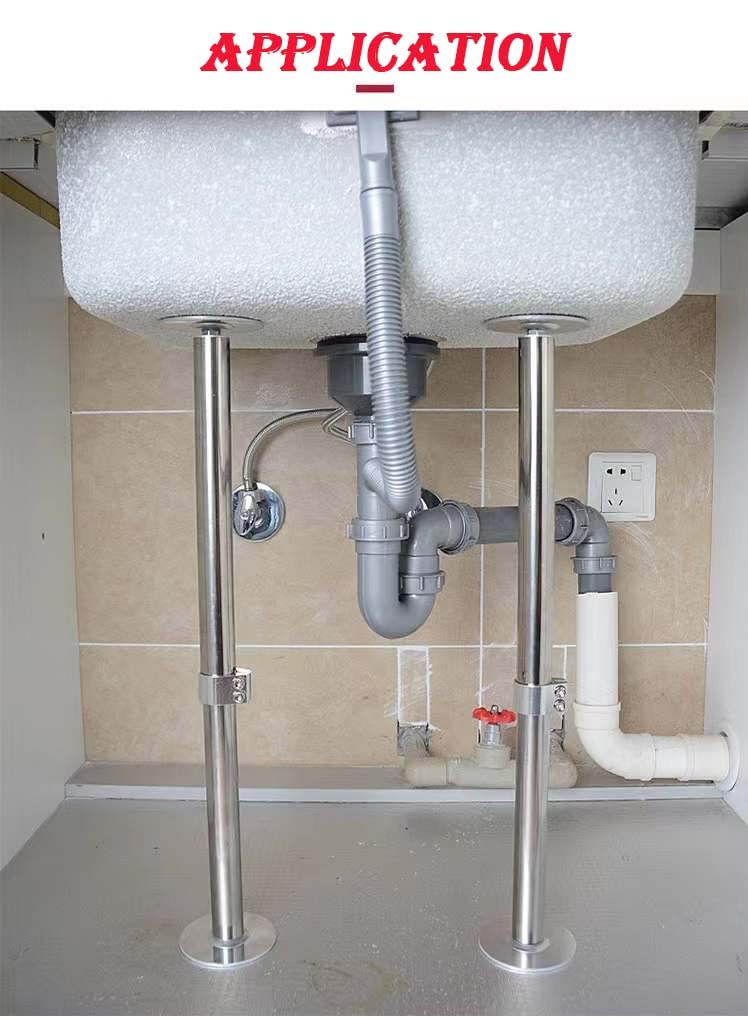 Undermount Sink Mounting Brackets New 304 Stainless Steel Sink Legs Sink Repair Supports Kit Installation and Repair System for Kitchen and Bathroom (Height: 16 to 29.5 inch)