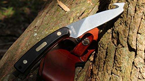 Old Timer 158OT Guthook Skinner 7.3in High Carbon S.S. Full Tang Fixed Blade Knife with 3.5in Blade and Sawcut Handle for Outdoor, Hunting and Camping