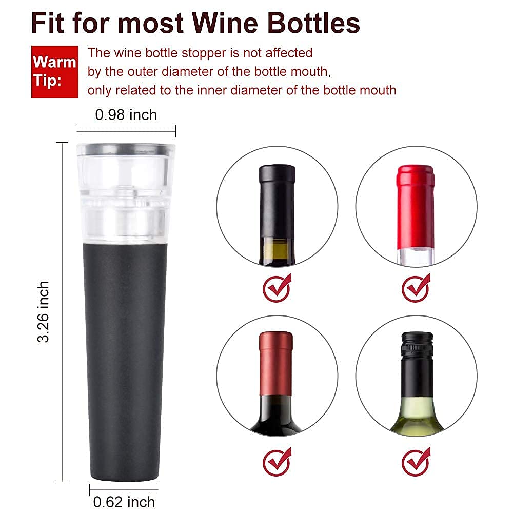 Wine Stoppers, 6 Pack Vacuum Wine Stopper, Reusable Wine Bottle Stoppers with Built-in Vacuum Pump Leakproof Wine Bottle Sealer Silicone Caps, Air Remover Corks Wine Saver for wedding Birthday Party