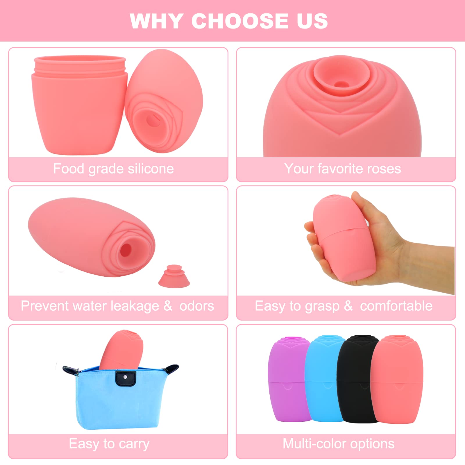 WETANG Ice Face Roller, Brighten Skin, Reusable Ice Mold for Face, Ice for Face to Tighten Skin, Silicone Ice Holder for Face, Icing Skincare Gift for Women (Pink)