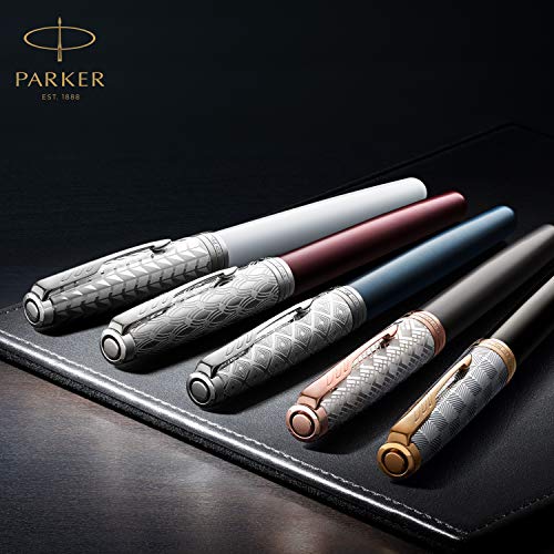 PARKER Sonnet Fountain Pen, Chiseled Silver with Gold Trim, Solid 18k Gold Fine Nib (1931489)