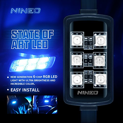 NINEO 8Pcs Motorcycle LED Light Kit with Brake Light, Motorcycle Underglow Lights with Remote Control Fit for Most Motorcycles Carts Trikes Cruiser Scooter ATV UTV - Pack of 8
