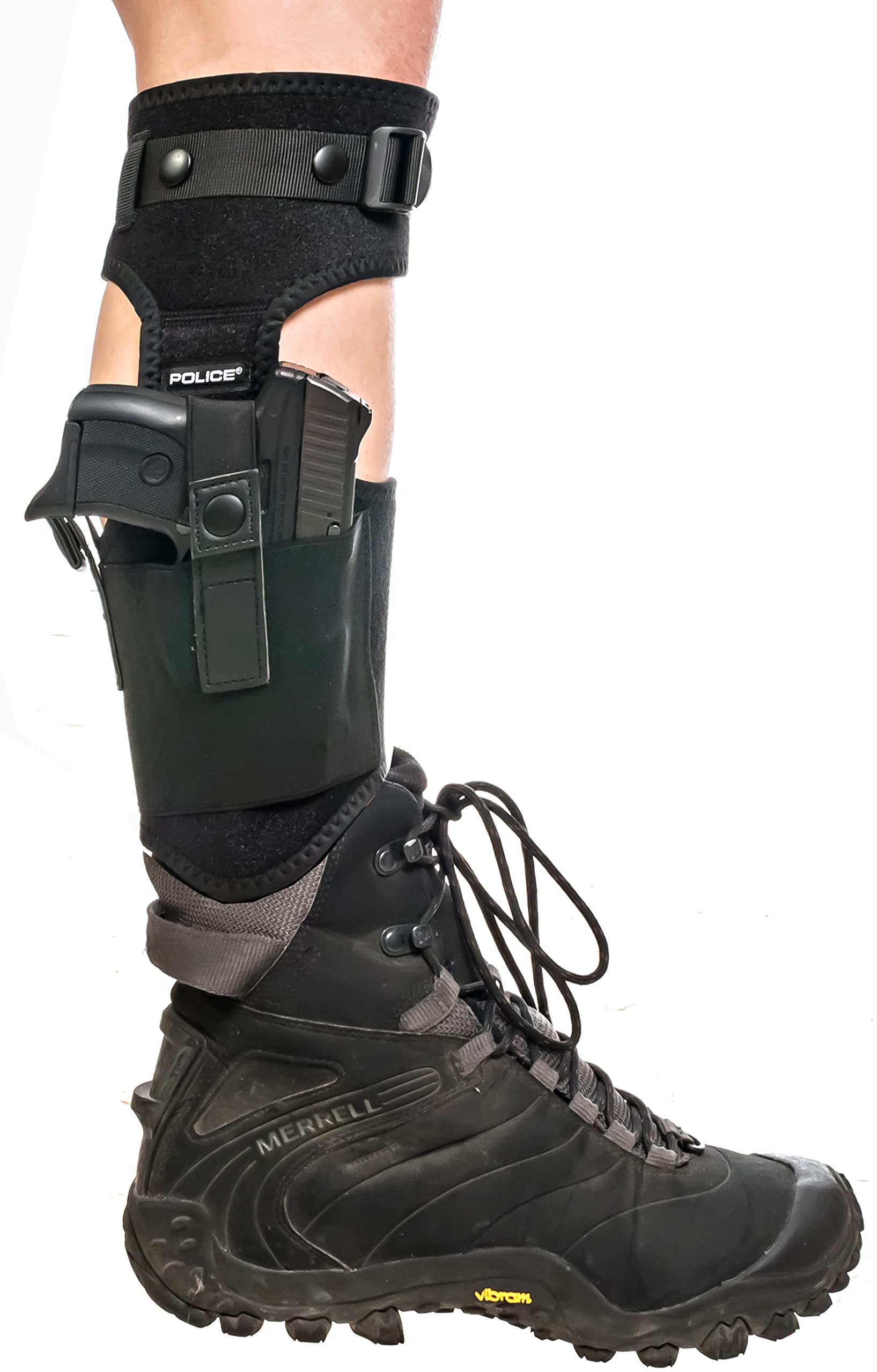 POLICE Ankle Holster for Concealed Carry, Leg Gun Holster Pistol Airsoft Holsters, Comfortable & Durable Gun Holsters for Women Man, Left Right Handed - Universal Fits Various Gun Sizes and Brands.