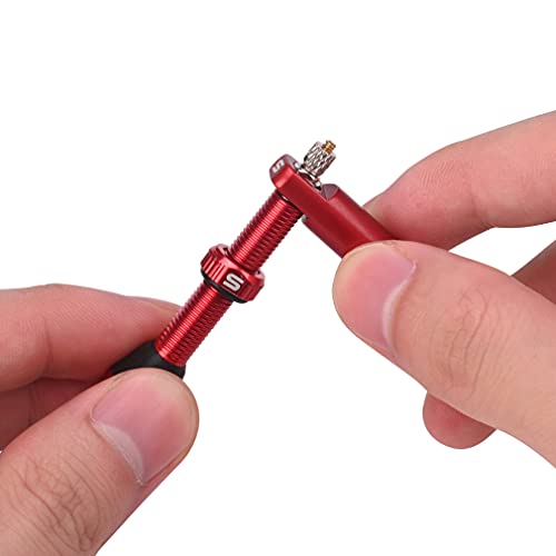 Tubeless Value Stems 40mm LITEONE Premium No Leak Tubeless Presta Valve Stems Kits with Integrated Value Core Remover Tool and Valve Stem Caps Fit Most Bicycle Tubeless Rims Pair Red