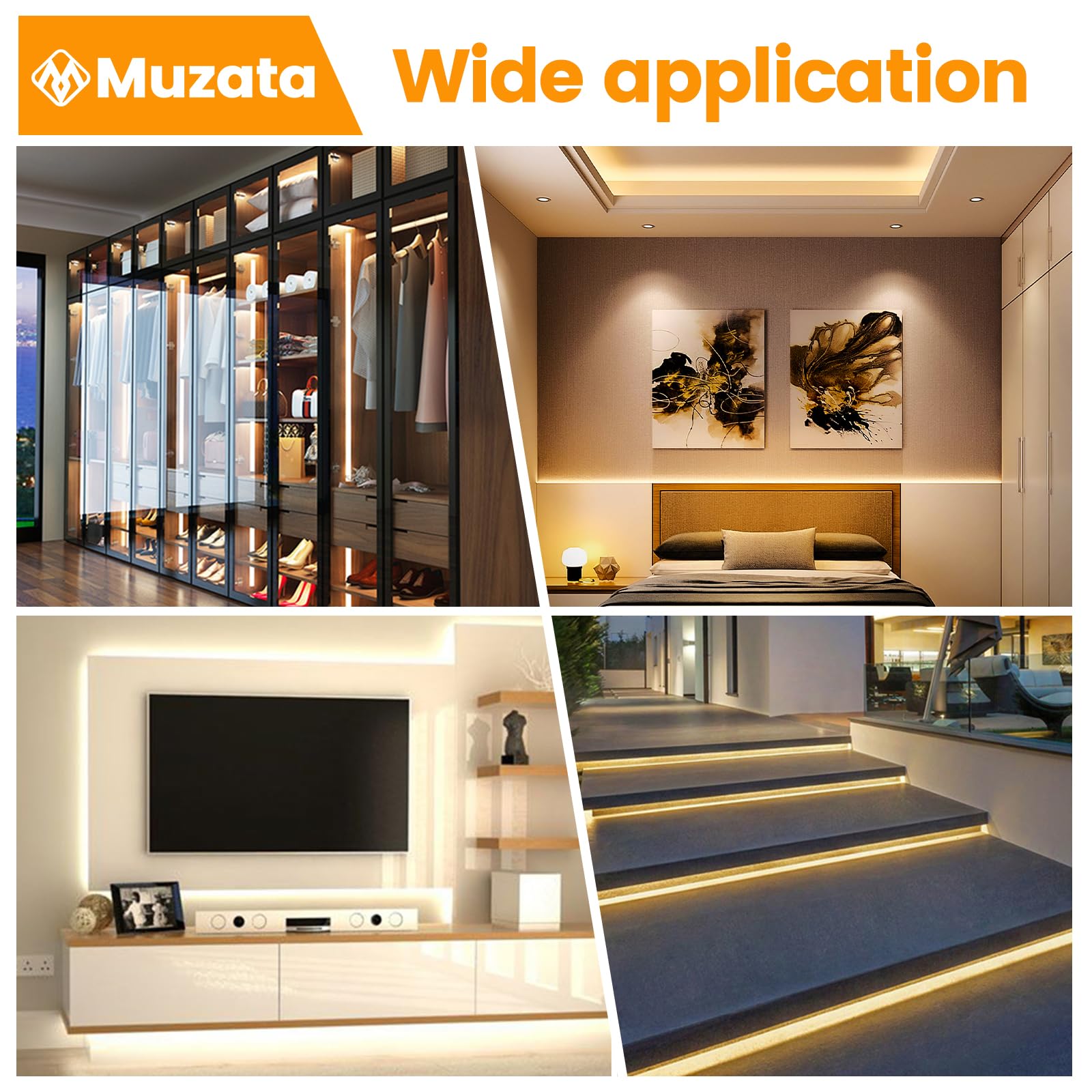 Muzata 6Pack 3.3FT/1M Wider LED Channel System with Milky White Cover Silver Aluminum LED Strip Channel for Waterproof LED Strips up to 16mm U102 WW
