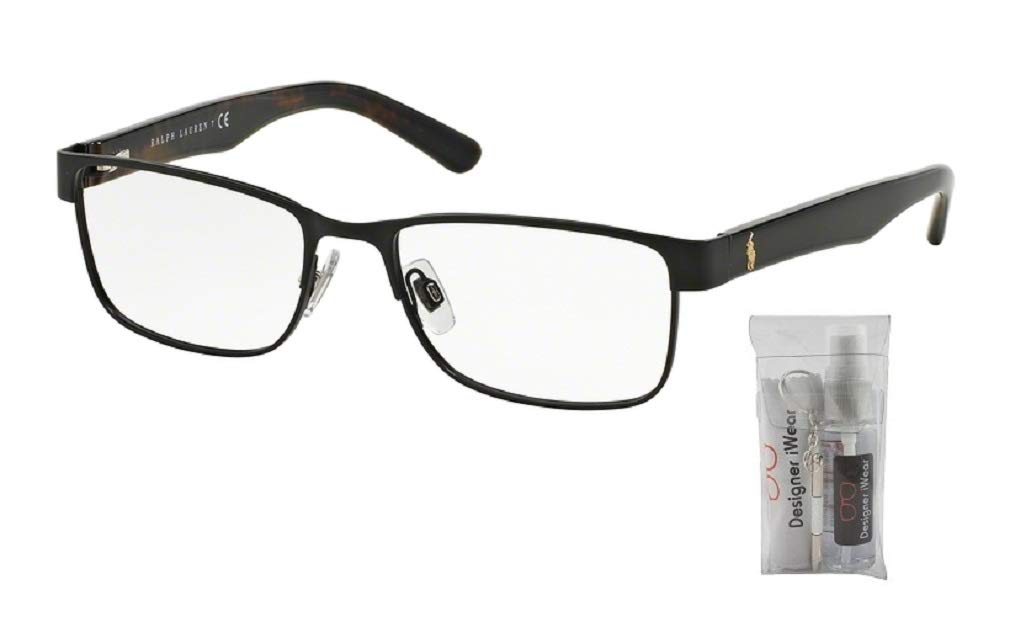 POLO RALPH LAUREN PH1157 9038 53M Matte Black Rectangular Eyeglasses For Men + BUNDLE with Designer iWear Eyewear Kit