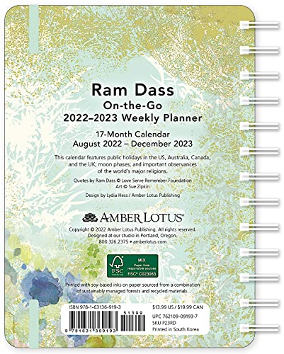 Ram Dass 2022-2023 Weekly Planner: Be Here Now | On-the-Go 17-Month Calendar (Aug 2022 - Dec 2023) | Compact 5" x 7" | Flexible Cover, Wire-O Binding, Elastic Closure, Inner Pocket