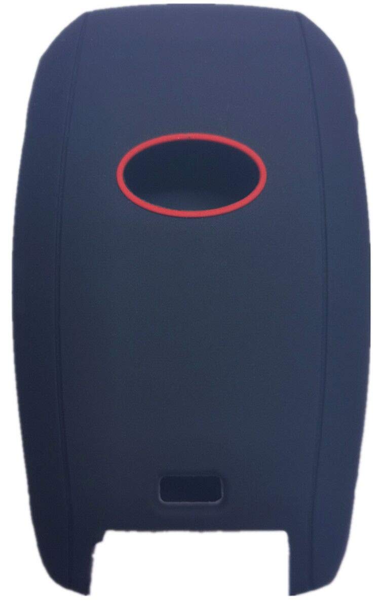 RUNZUIE Silicone Keyless Entry Remote Smart Key Fob Cover Case Protector Shell Fit for Kia K3 Optima Cerato Forte Sorento Rio Rio5 Soul Black with Red 4 Buttons