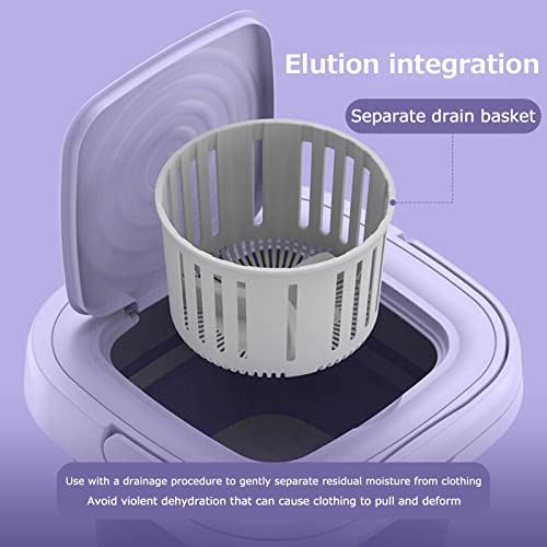 Portable Washing Machine - Foldable Mini Portable Washer Lightweight Washing Machine with Drain Basket for Camping, Travelling, Apartment, RV, Underwear, Personal (Purple)