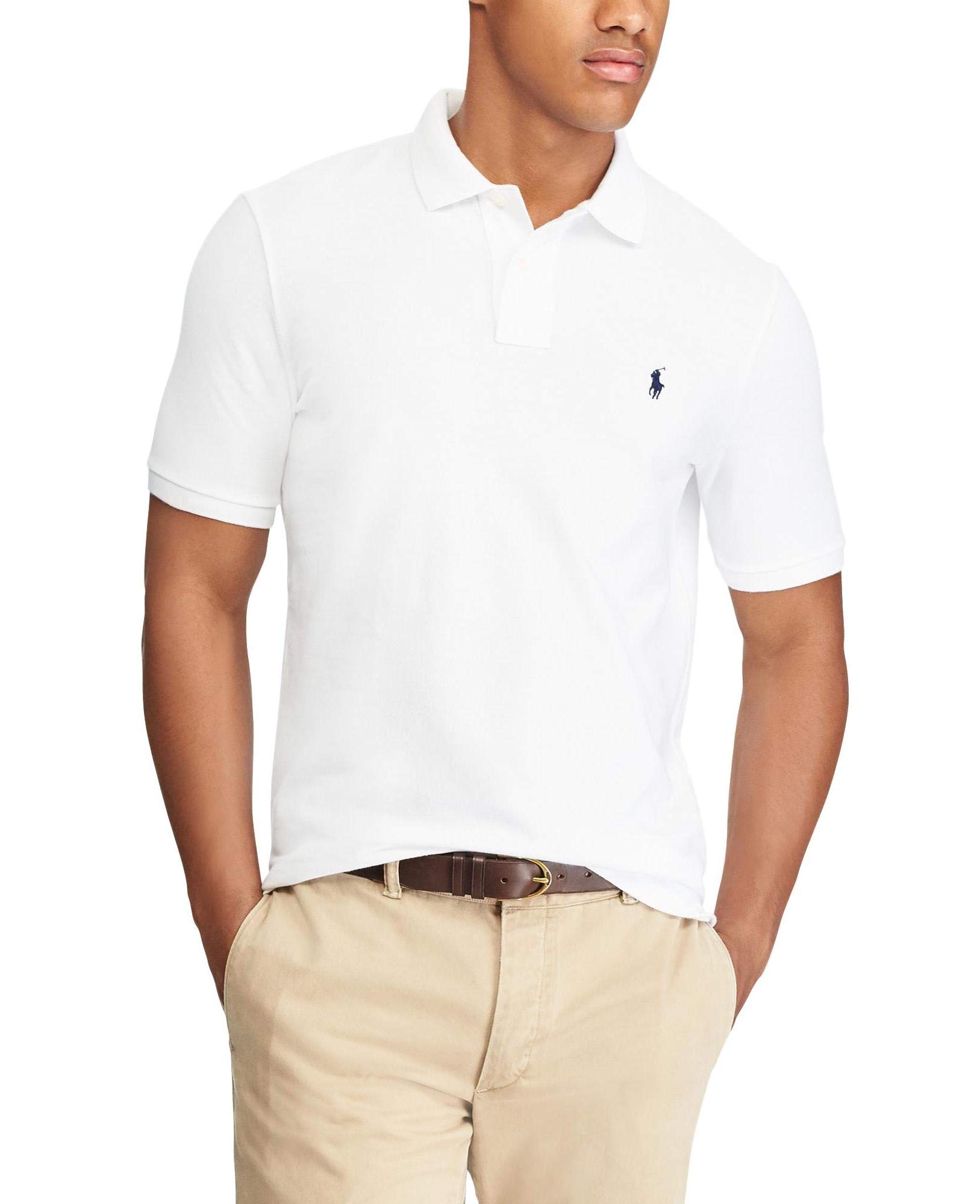 Polo Ralph Lauren Classic Fit Mesh Pony Logo Polo Shirt (XL, BasicWhite)