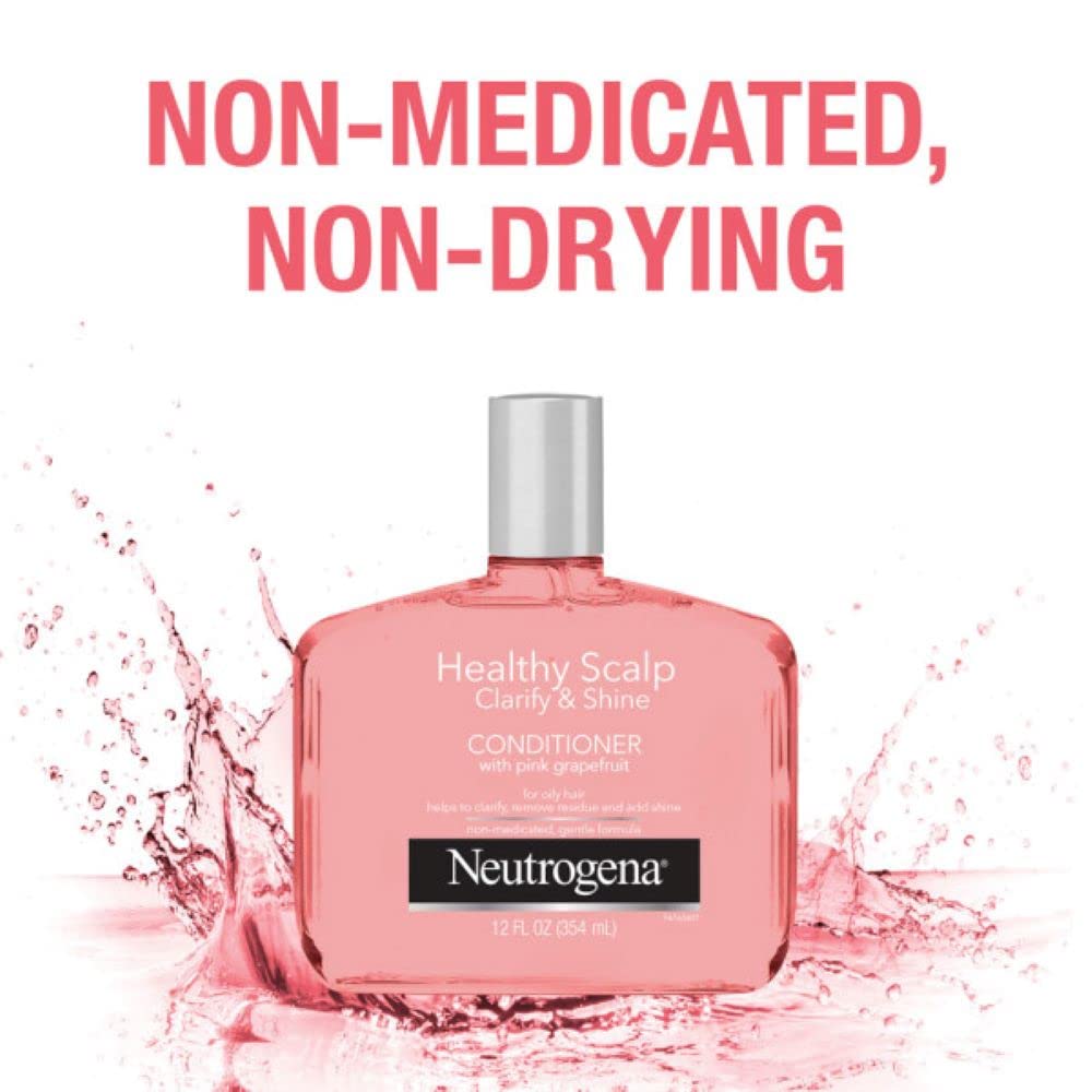 Neutrogena Exfoliating Healthy Scalp Clarify & Shine Conditioner for Oily Hair and Scalp, Anti-Residue Conditioner with Pink Grapefruit, Paraben & Phthalate-Free, Color-Safe, 12 Fl Oz (pack of 3)