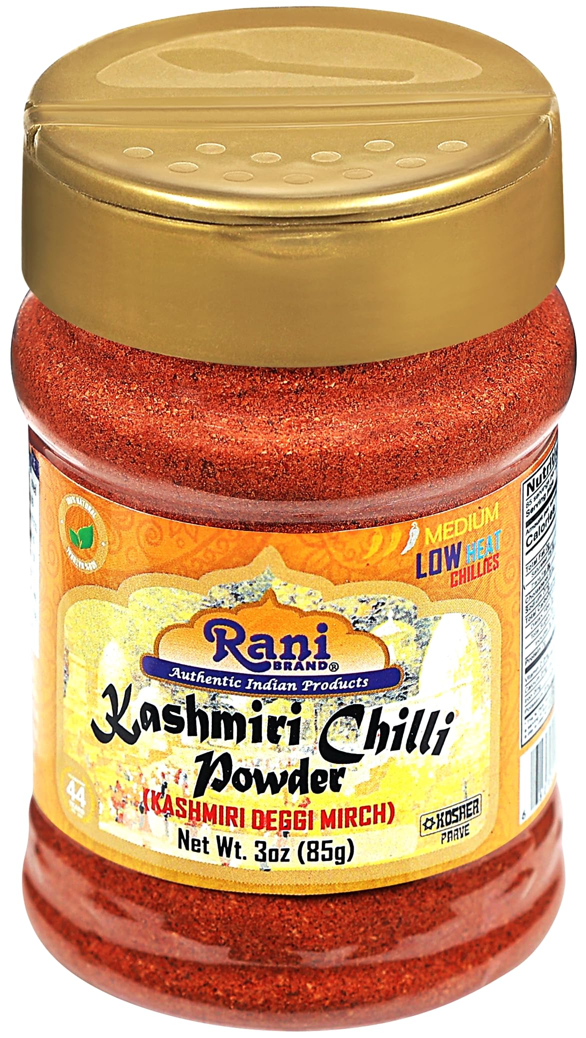 Rani Kashmiri Chilli Powder (Deggi Mirch, Low Heat) Ground Indian Spice 85g PET Jar ~ All Natural | Salt-Free | Vegan | Kosher | Gluten Friendly | Perfect for Deviled Eggs & Other Low Heat Dishes