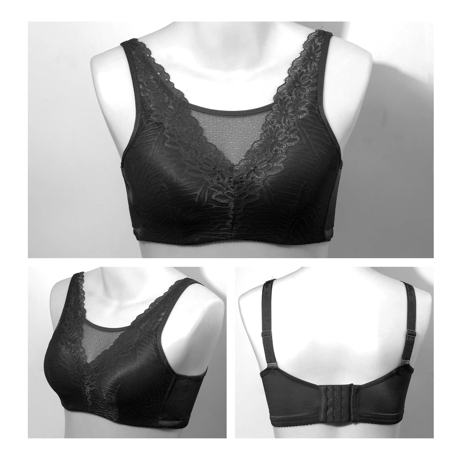 Polreta Women's Post Surgery Mastectomy Bra with Pockets for Breast Prosthesis Wireless Everyday Bra