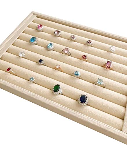 Svea Display Premium Quality Multifunctional Beige Velvet Jewelry Organizer Storage Stackable Trays Home Store Closet Drawer Dividers Ring Tray