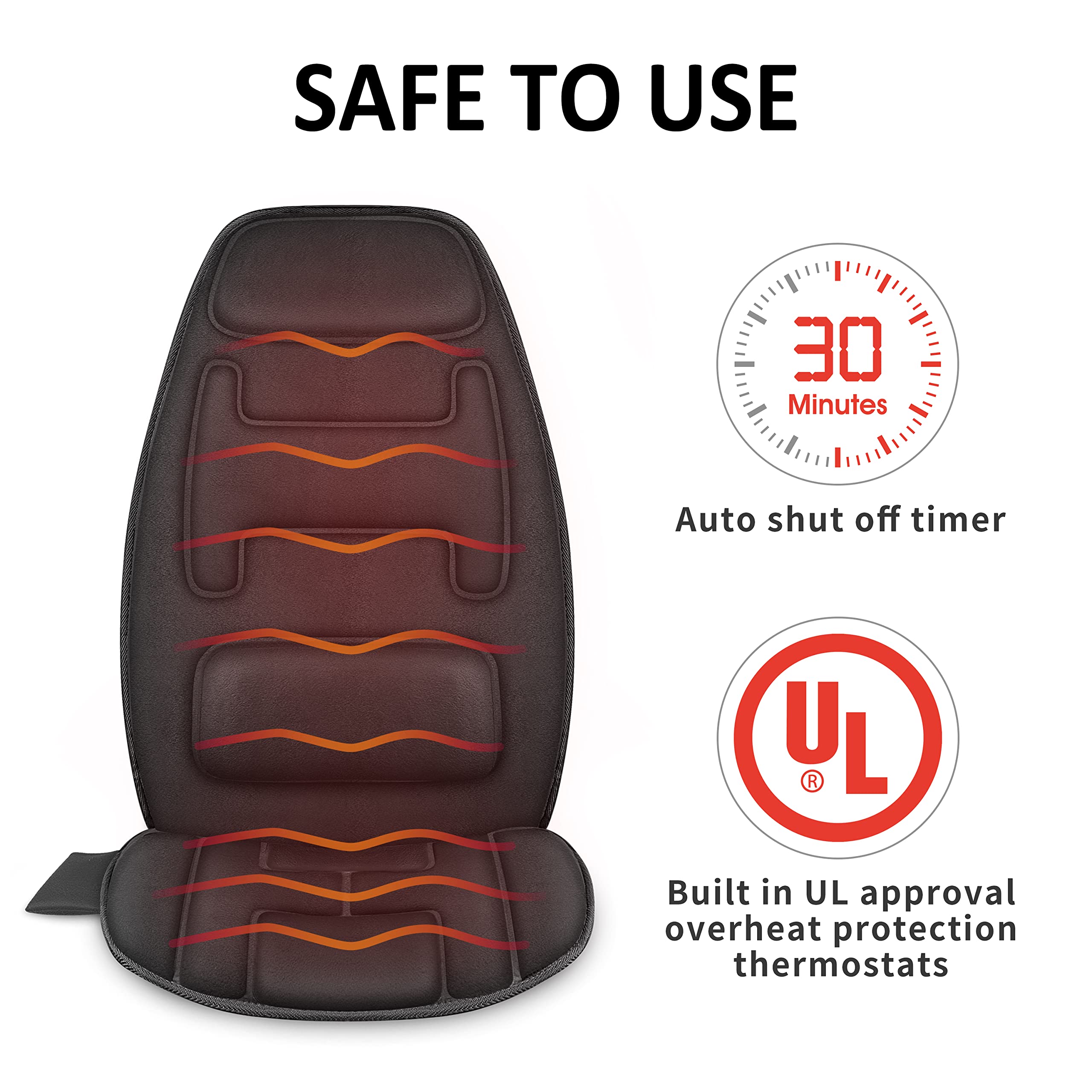 Snailax Massage Cushion with Heat - Memory Foam Neck and Lumbar Support, 10 Vibration Motors for Back and Chair