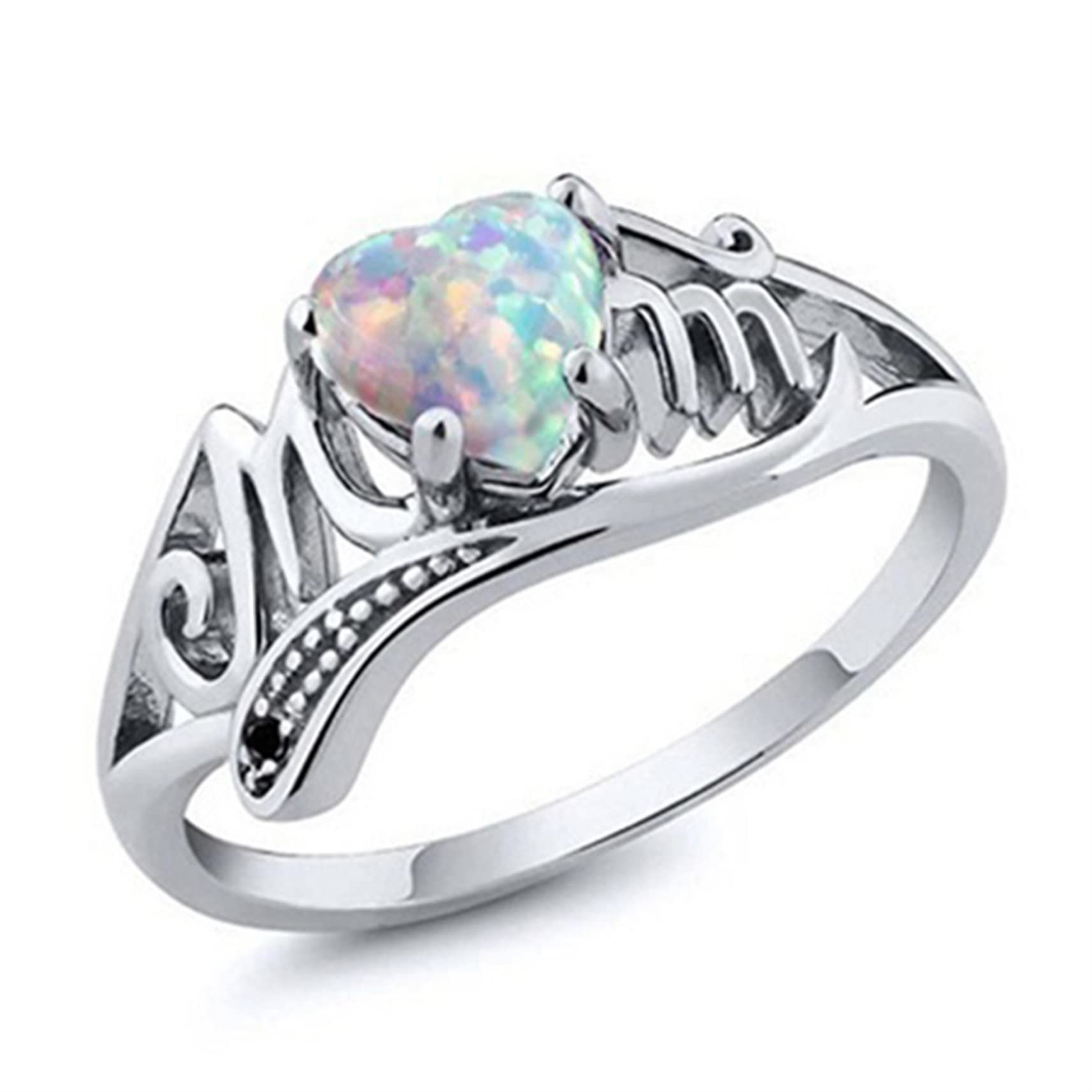 Timetries01 Stainless Steel Mom Ring, Mother's Day Birthday Wedding Graduation Gift Jewelry