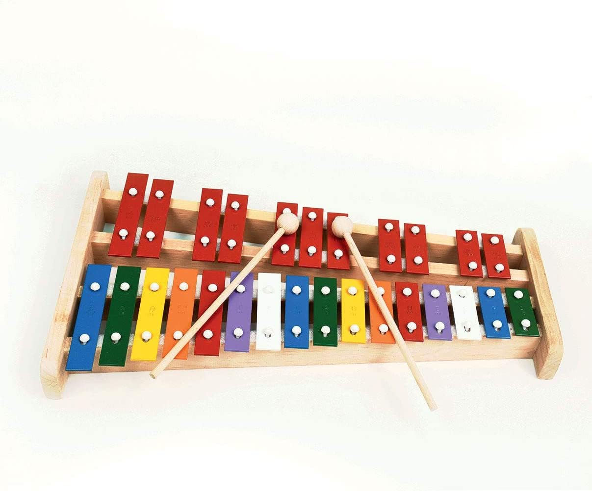 Professional Wooden Soprano Full Size Colorful Glockenspiel Xylophone with 27 Metal Keys for Adults & Kids