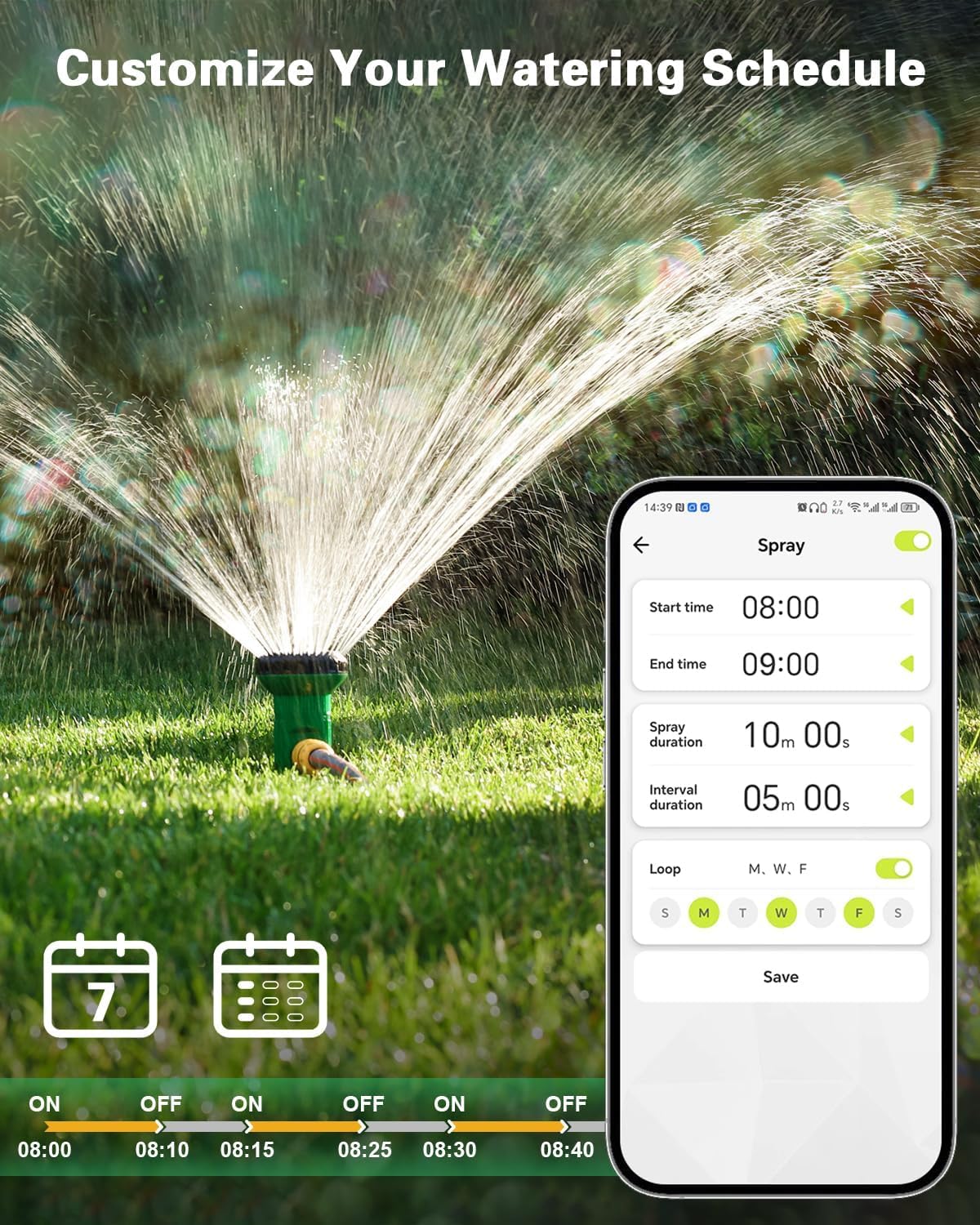Zefinot WiFi Water Timer for Garden Hose - 2 Zone Hose Timers for Watering, 2 Watering Patterns, Smart Sprinkler Timer System, Irrigation Timer Compatible with Alexa and Google