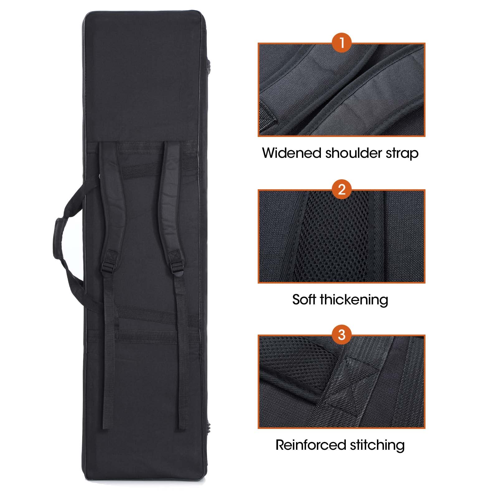 Yajun 88 Key Keyboard Case Padded Soft Interior Safety Strap 3 Ways for Easy Carrying Keyboard Bag Piano Case 88 Large Capacity Keyboard Bag (88key-53.5")