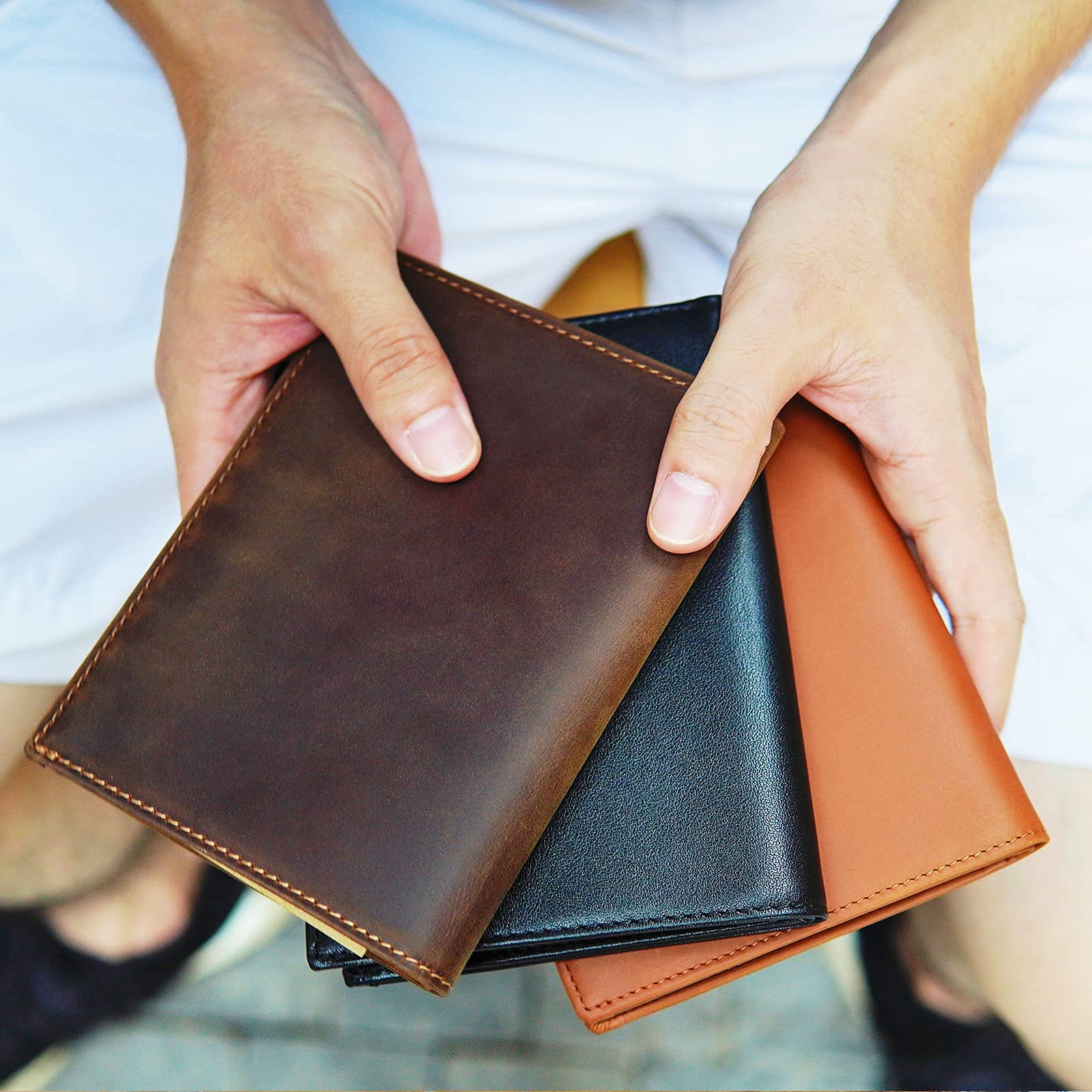 Polare Functional RFID Blocking Leather Passport Holder Travel Bifold Wallet For Men(Dark Brown)