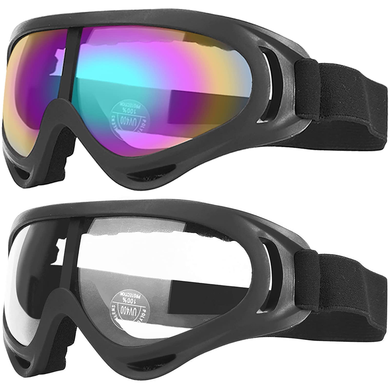 Peicees Pack of 2 Ski Goggles for Women Men Kids Snow Sports Motorcycle Snowboard Goggles