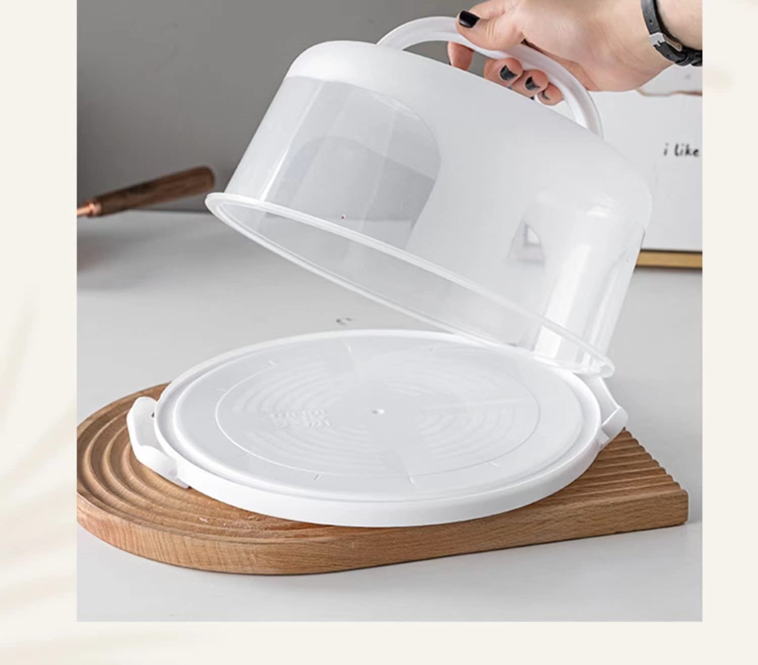 NVAZIOP Large 10 Inch Cake Carrier Keeper Stand with Handles and Lids Container for Transport Cake Holder Tray with Cover Round Cupcake Storage Kitchen Cooking Box