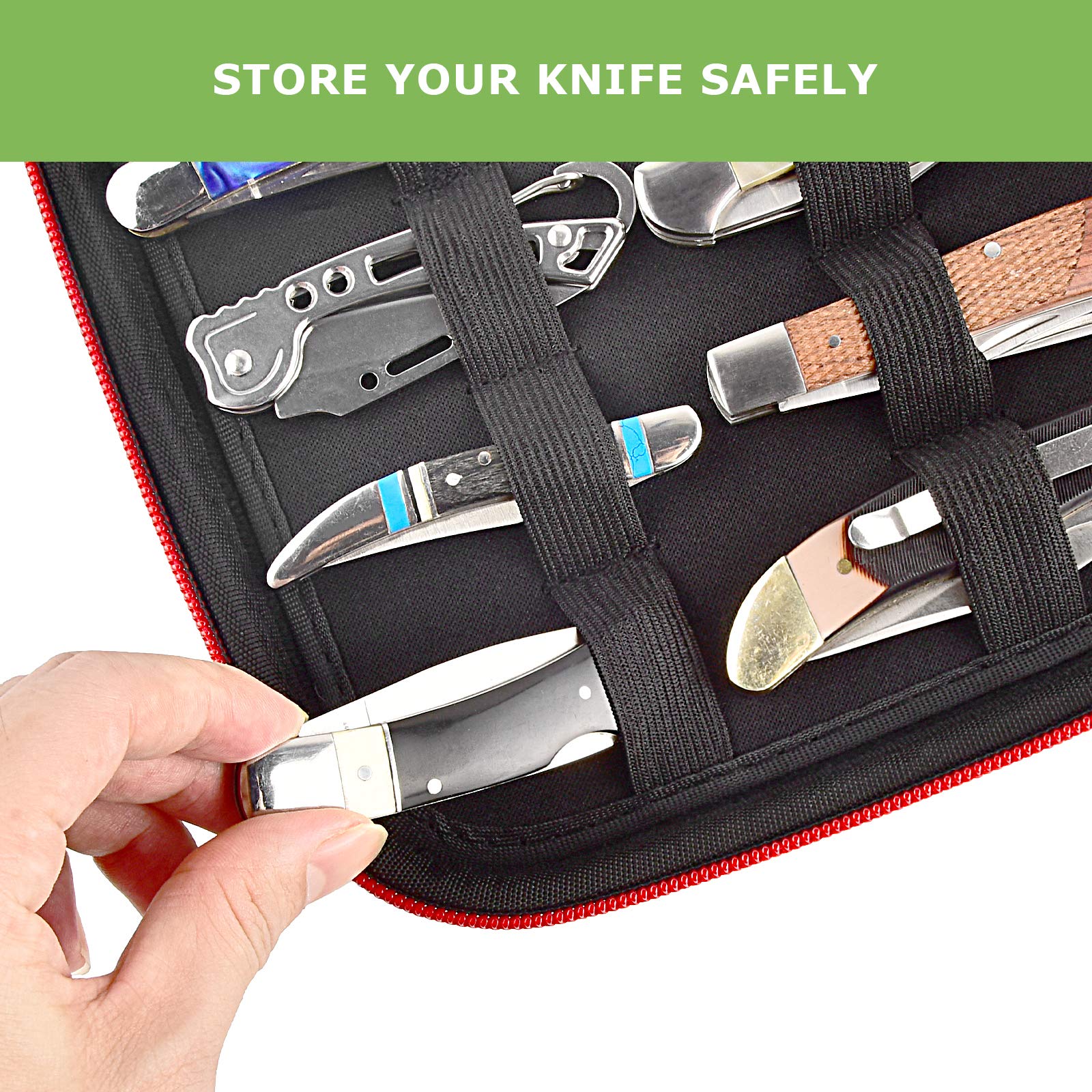 Pocket Knife Display Case with 10 Slots, Knife Case, Folding Knife Holder Organizer, Butterfly Knife Storage Carrier, Knives Collection Protector for Survival Tactical EDC Mini Knife (Box Only)