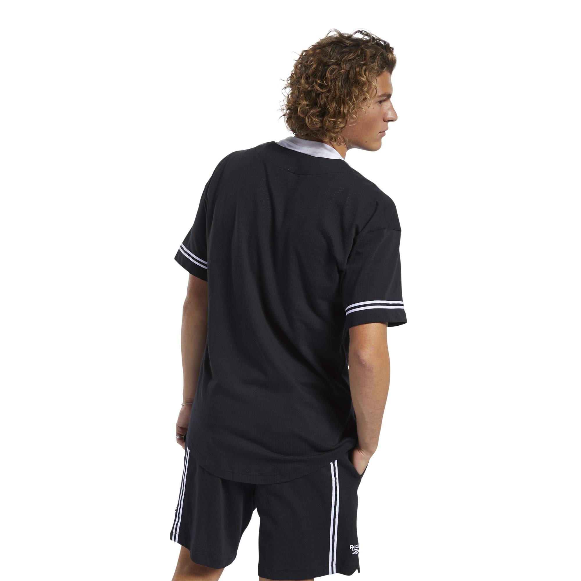 Reebok Classic Baseball Jersey Shirt, Black, XL