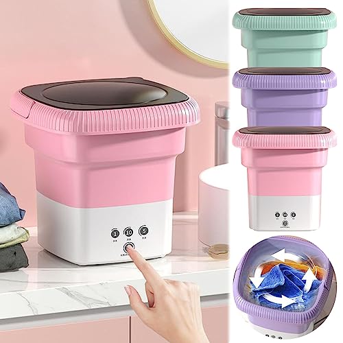 Portable Washing Machine, Foldable Mini Washing Machine 6.5L High Capacity, 3 Modes Deep Cleaning Mini Washer, Suitable for Home, Business, Travel, College Room (Purple)