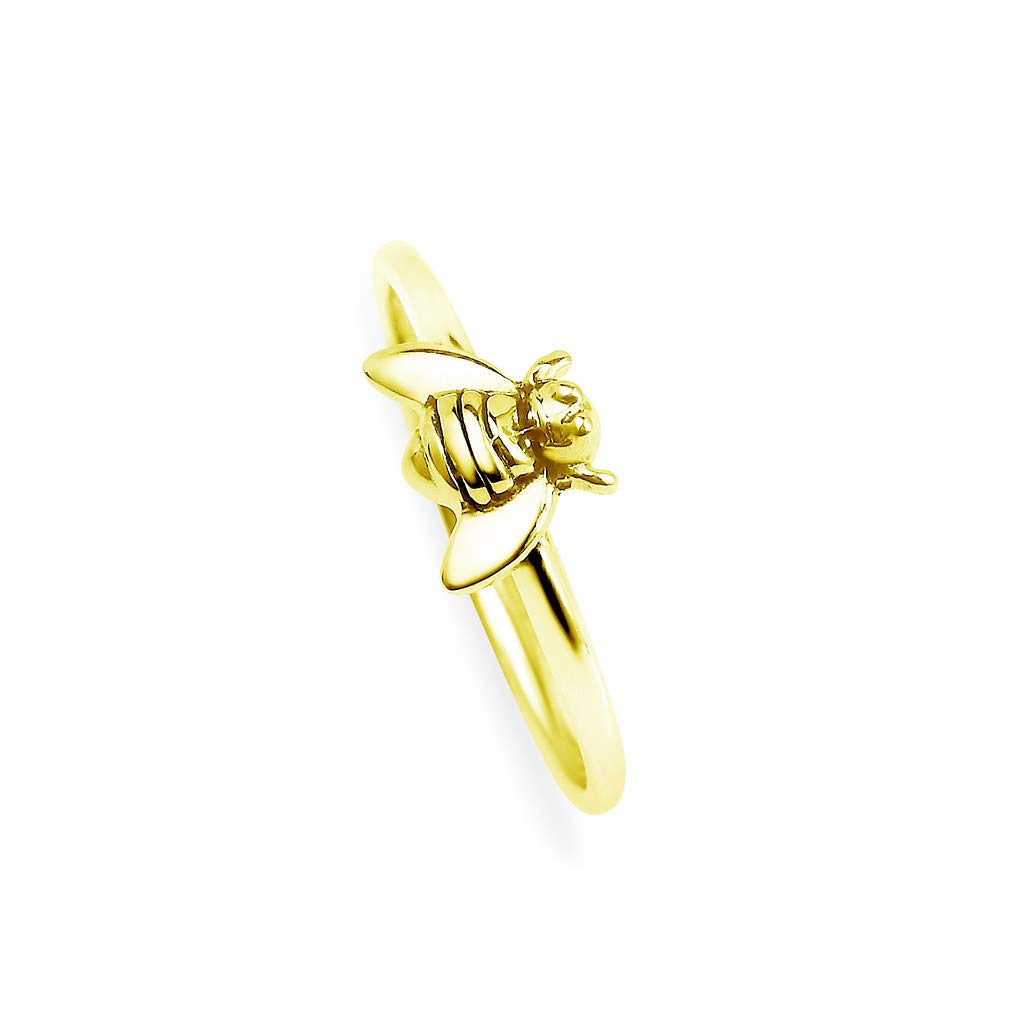 SILVERLINE JEWELRY 925 Sterling Silver Gold Overlay Dainty Honey Bee Ring, Size 9