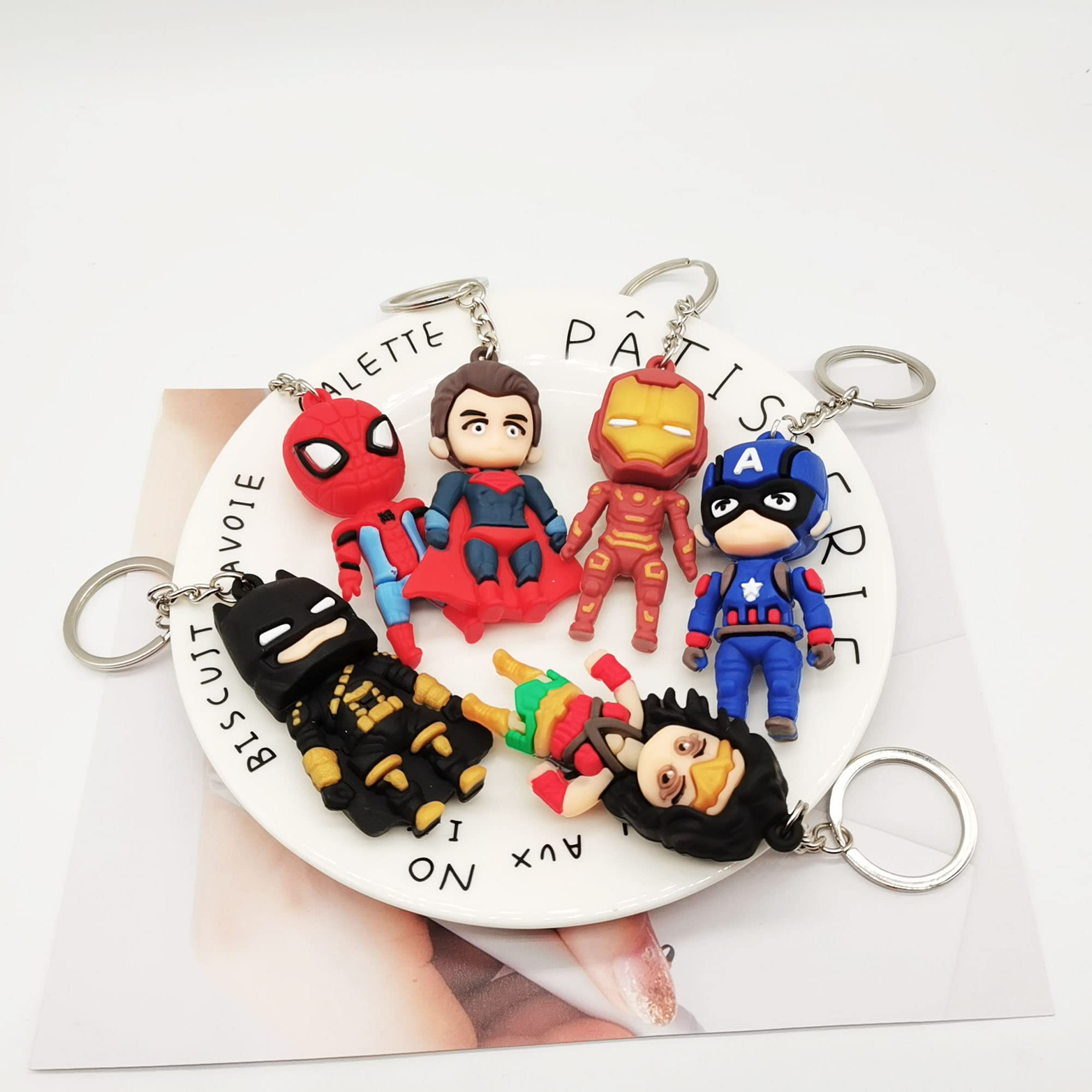 ZUAN Mini Superhero Action Figure Kids Keychains for Everyday Collections, Christmas Tree Ornaments,Birthday Party Easter Gifts Cupcake Decorating Set (A-26PCS)