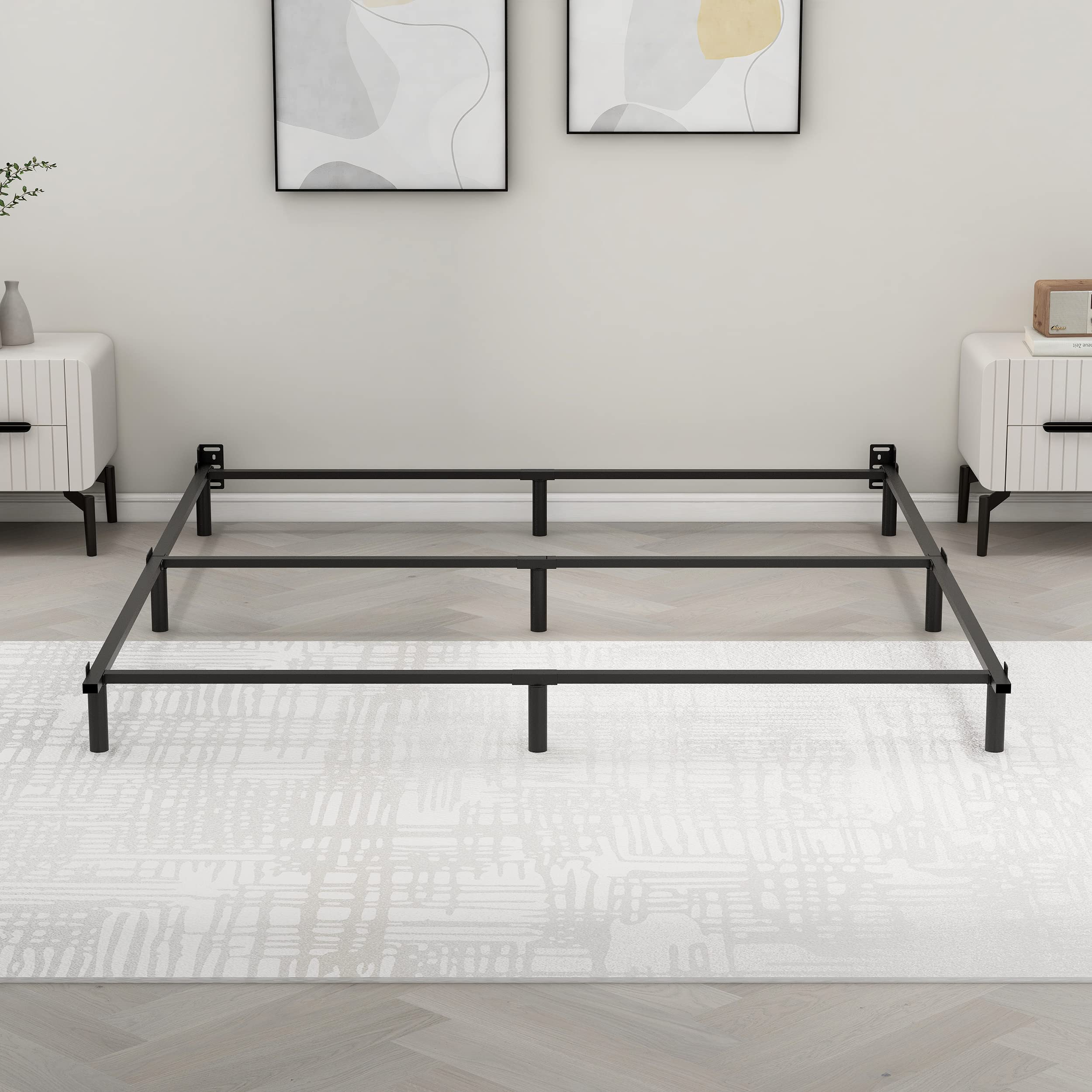 Nightell 7 Inch Metal Platform King Bed Frame,Bed Base for Box Spring,Non-Slip,Easy Assembly,Heavy Duty King Size Bed Frame Black