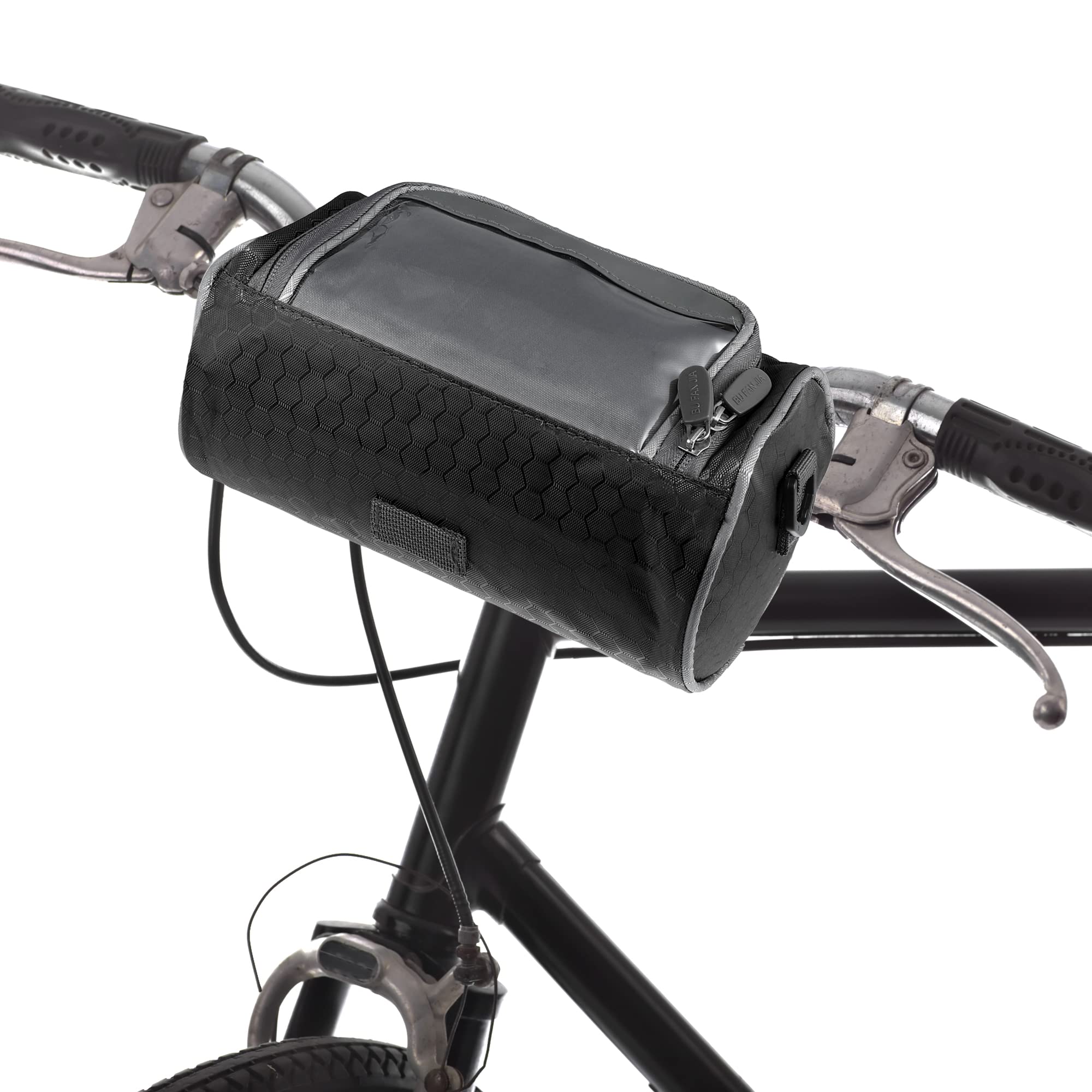 X AUTOHAUX Bike Handlebar Bag Bike Triangle Frame Bag with Touch Screen Phone Holder Polyester Adjustable Waterproof Bicycle Front Storage Bag for Road Mountain Bikes Black