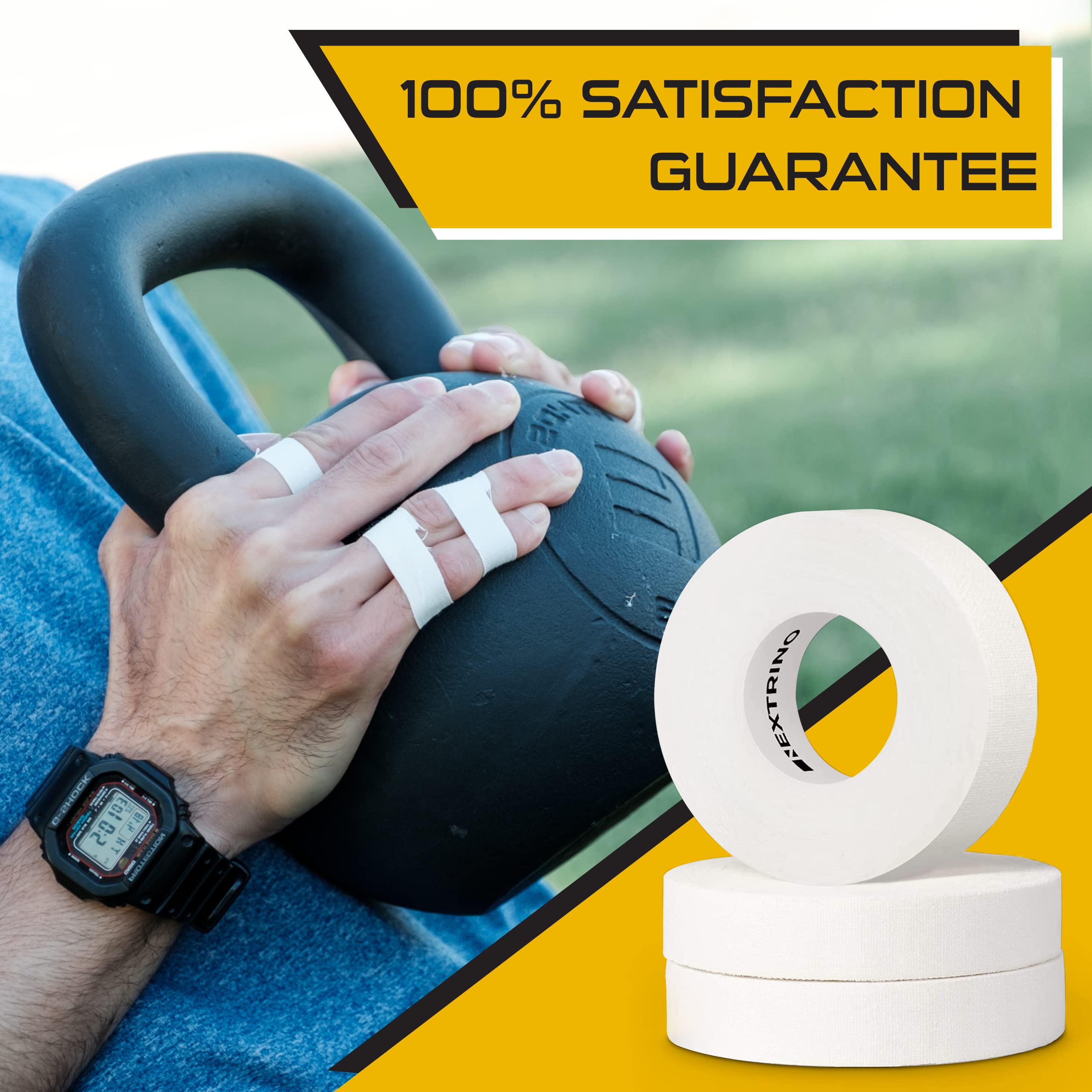 Nextrino Athletic Finger Tape - 3 Rolls, Latex-Free, Sweat-Resistant for Sports - White