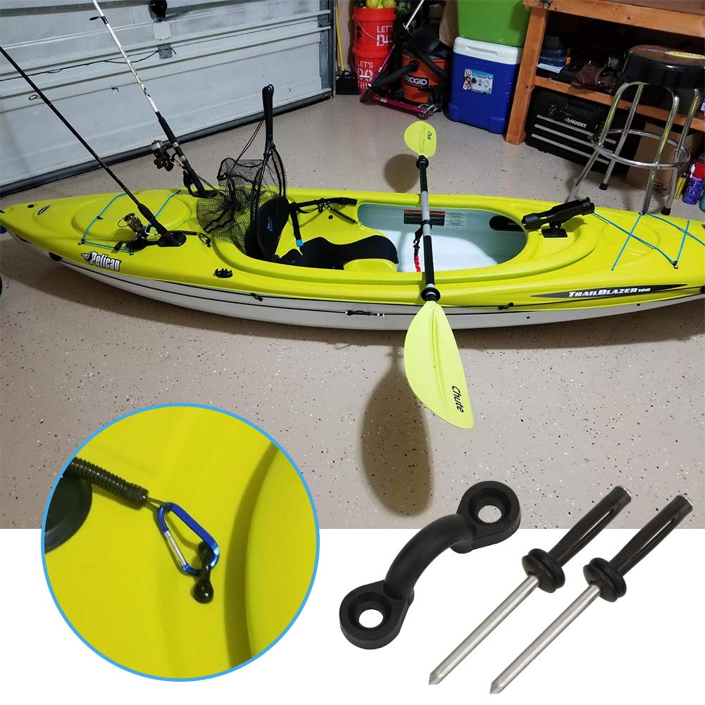 QKURT 10 PCS Kayak Pad Eye Kit, Kayak Nylon Bungee Deck Loop with Rivets Kayak Pad Eye Tri-Grip Rivet Kit for Kayaks (Black)