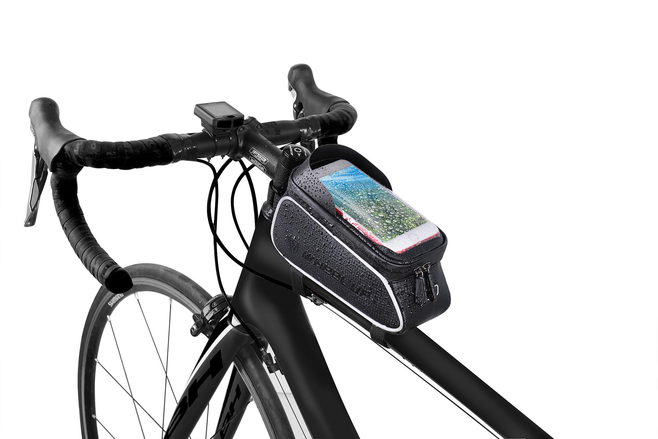 MOZOWO Universal Bike Phone Holder, Black, Handlebar Mounting, Compatible with iPhone 15, 14, 13, 12, 11, 10, Samsung Galaxy S8 Plus, Note 4, 5, Huawei, Xiaomi, OnePlus