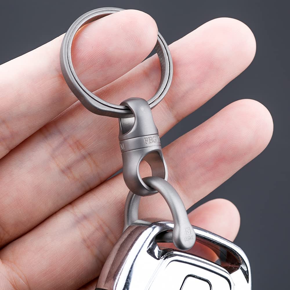 TISUR Titanium Key Chains Rings Connector 2PCS Stainless Steel D-Rings (S)