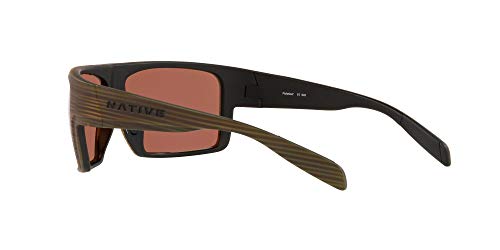 Native Eyewear Eldo Rectangular Sunglasses, Wood/Black/Green Reflex Polarized, 62 mm