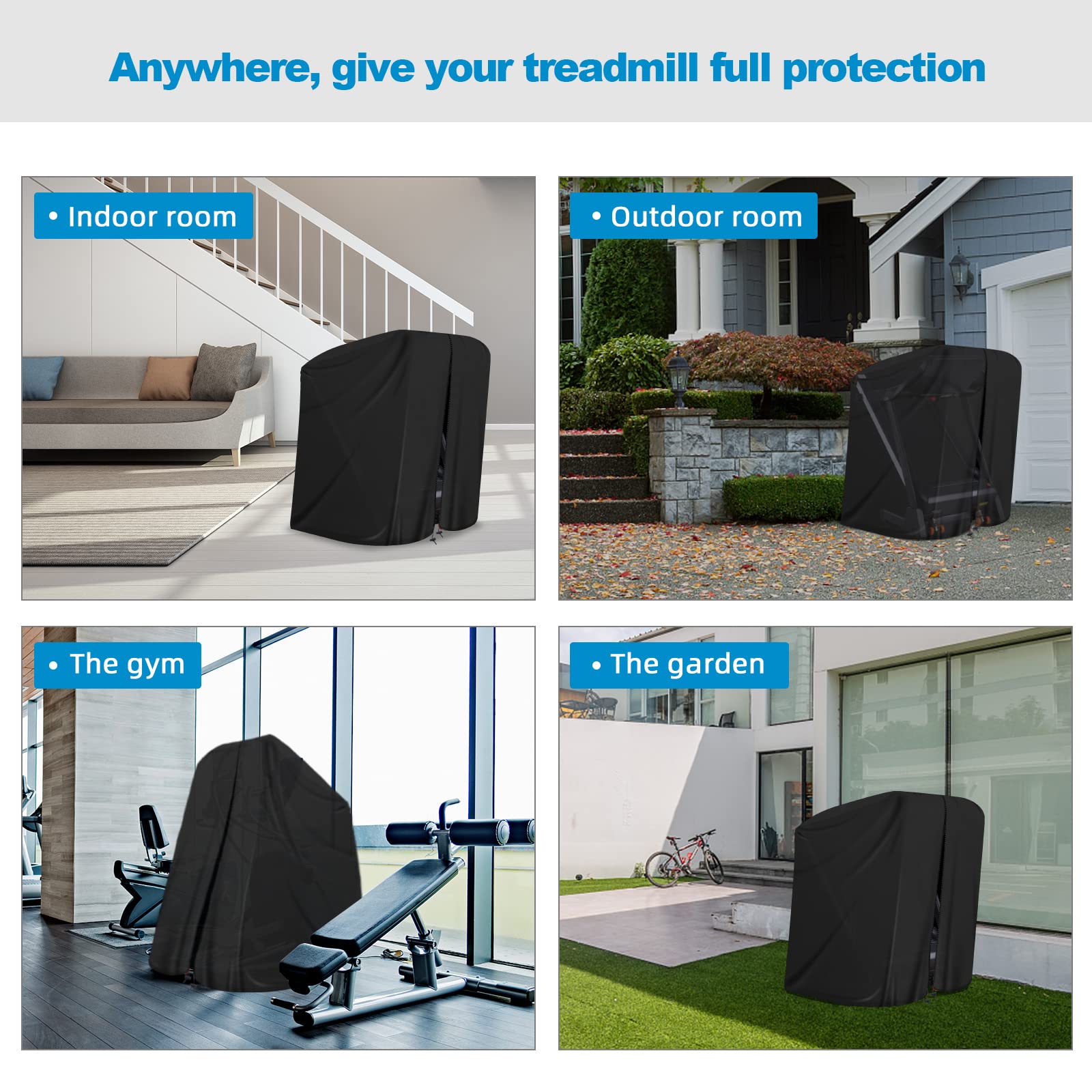Treadmill Cover - Waterproof Outdoor Non-Folding Treadmill Covers Upgraded Dustproof Protective Cover for Indoor Gym Running Machine