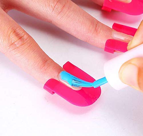 ONWON 26 Pcs (10 Sizes) Reusable Soft Plastic Nail Polish Stencil,Spill Proof Manicure Protector Tools