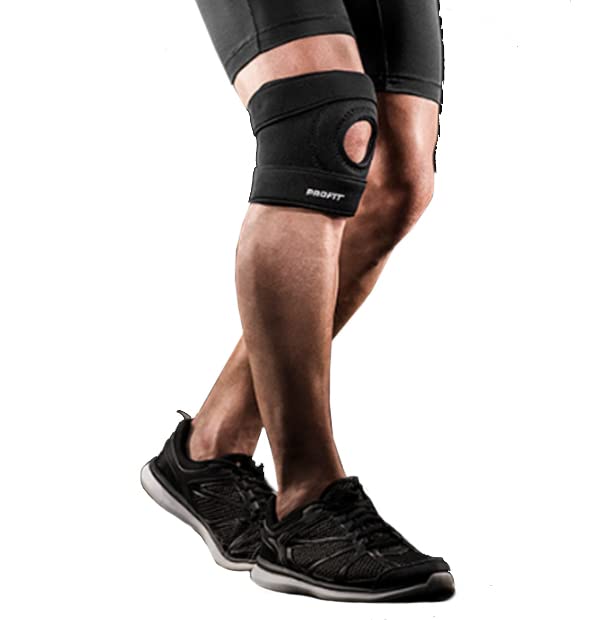 PTM PROFIT Short-Sleeve Knee Support, Open Patella Brace. Adjustable Straps. Neoprene Compression and Breathable for: Injury Recovery, Pain, Discomfort, & Arthritis. Universal One Size Fits All