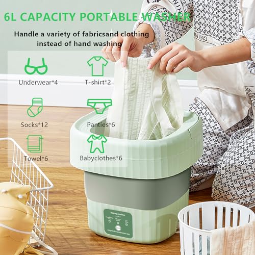 Portable Washing Machine,6.5L Large Capacity Mini Washing Machine with 3 Modes Deep Cleaning,Foldable Washer for Underwear, Baby Clothes or Small Items,Suitable for Apartments, Dorms and Travel