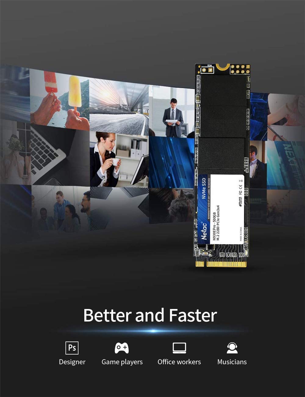 Netac SSD Internal Drive, 500GB Internal Solid State Drive, NVMe M.2 2280 PCIe Gen 3x4, M.2 SSD Read up to 1700MB/s, 3D NAND Internal SSD