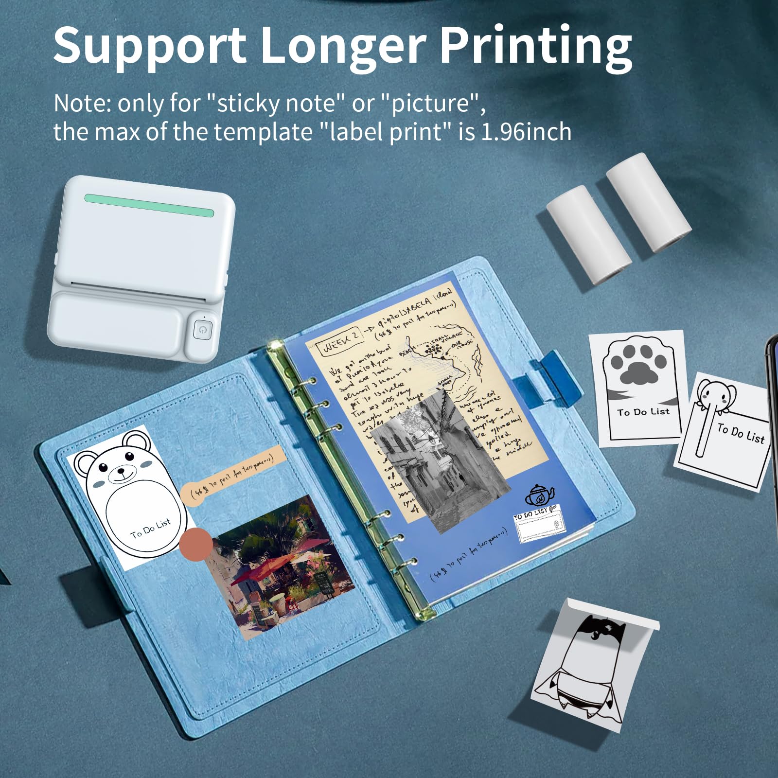 Podiom Adhesive Tape C20 Mini Label Printer with 2 Rolls of Tape