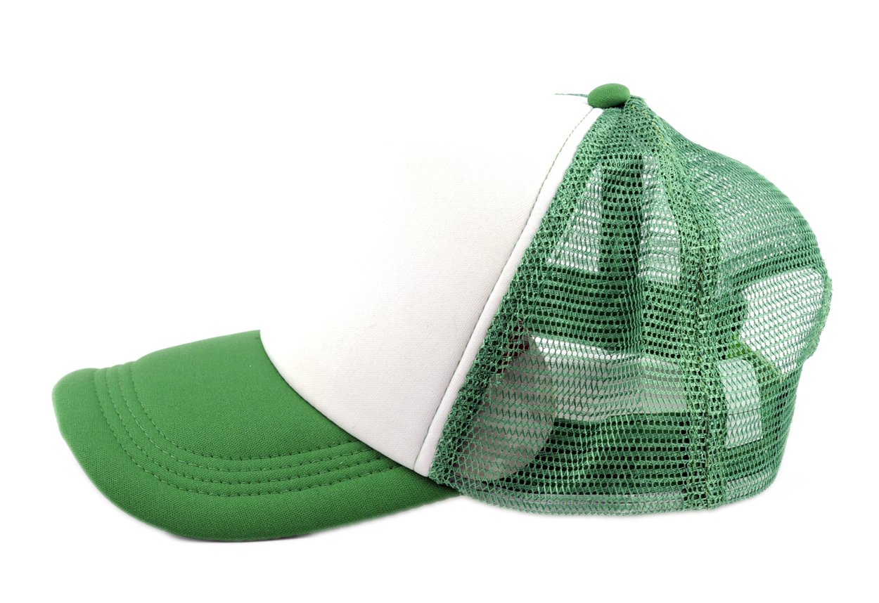 NYFASHION101 Blank Mesh Adjustable Snapback Cotton 6-Panel Trucker Hat Cap, Kelly Green/White