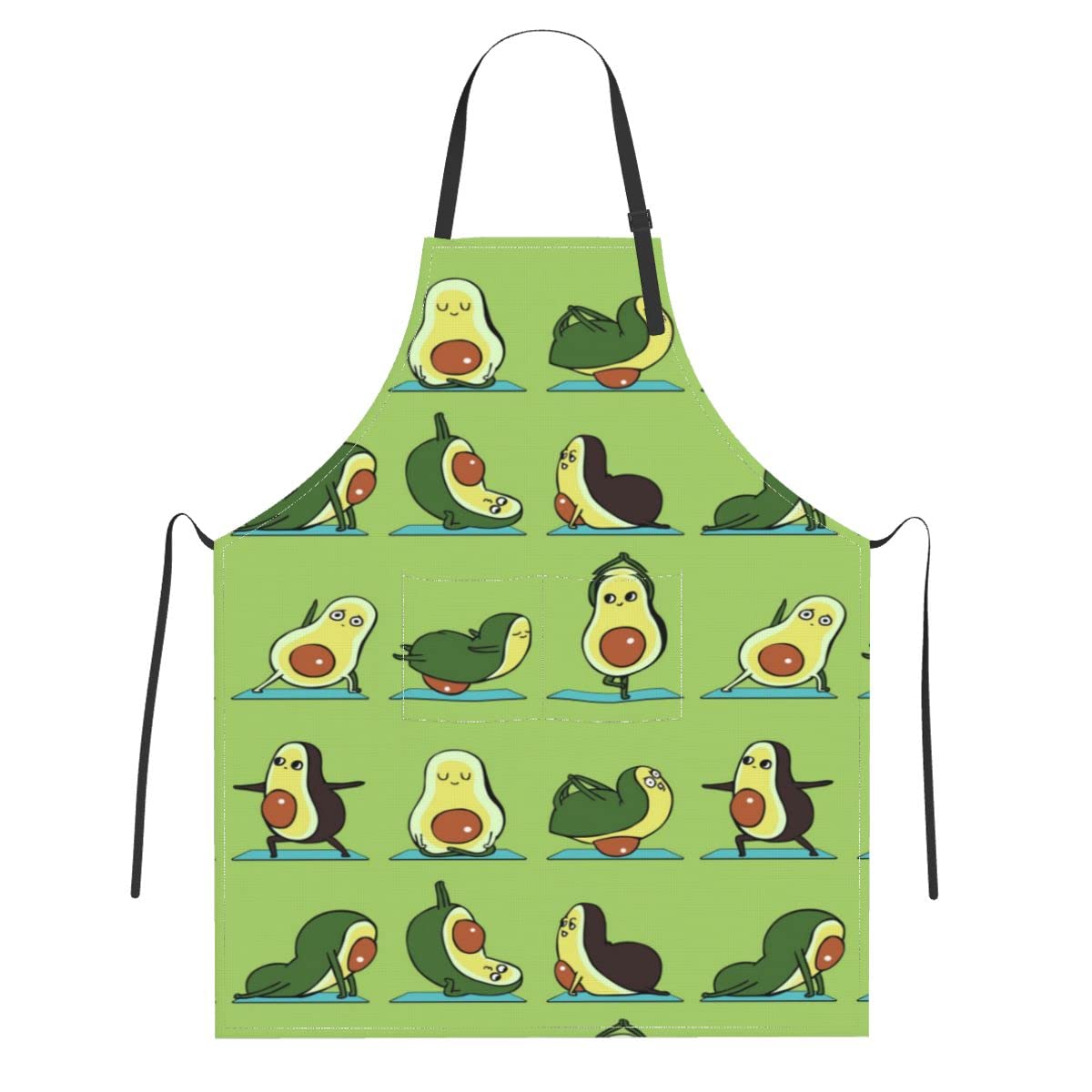 Wisedeal Yoga Avocado Adjustable Bib Neck Apron Polyester with 2 Pockets Cooking Kitchen Aprons for Men and Women Chef, Mom Aunt apron for Christmas Birthday Gifts for Grilling BBQ Chef Apron