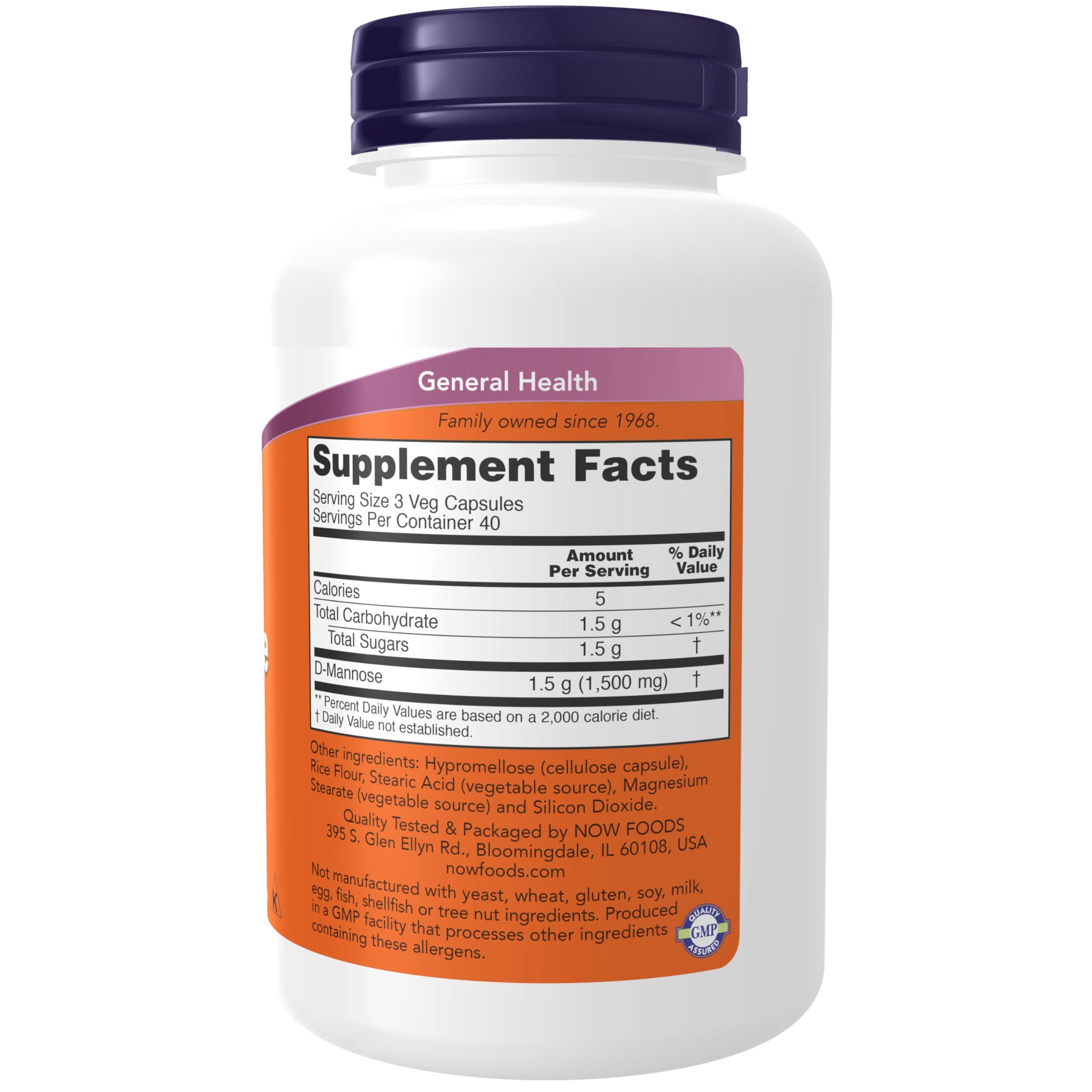 NOW Supplements, D-Mannose 500 mg, Non-GMO Project Verified, Healthy Urinary Tract, 120 Veg Capsules