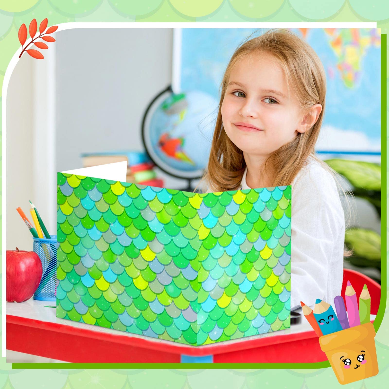 Seajan 50 Pieces Privacy Boards for Student Desk Dividers Privacy Folders Classroom School Privacy Cardboard Board with 50 Pieces Label, Reduce Distractions Keep Eyes from Wandering (Mermaid Style)